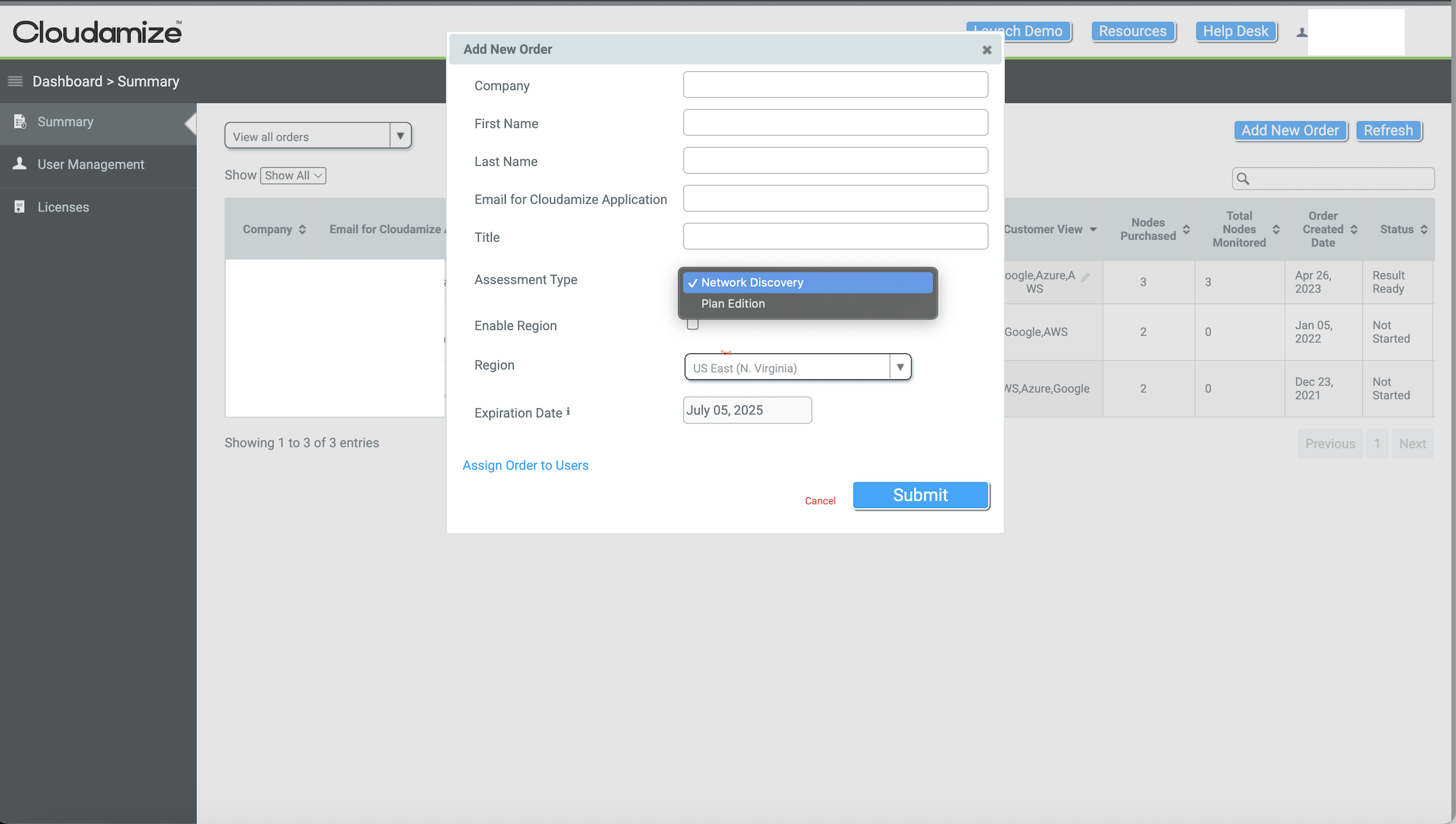 Billing Plan for Network Discovery
